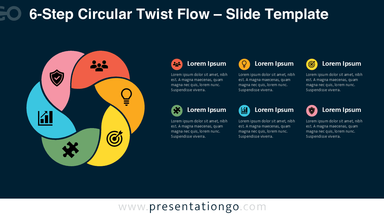 4-Step Circular Twist Flow for PowerPoint and Google Slides